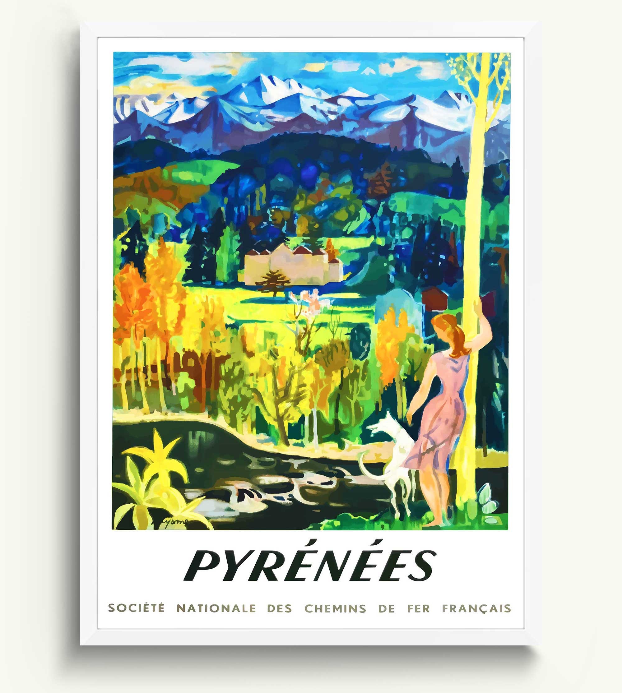 France Pyrenees Travel Poster, Mountain Wall Art, Nature Print Poster ...