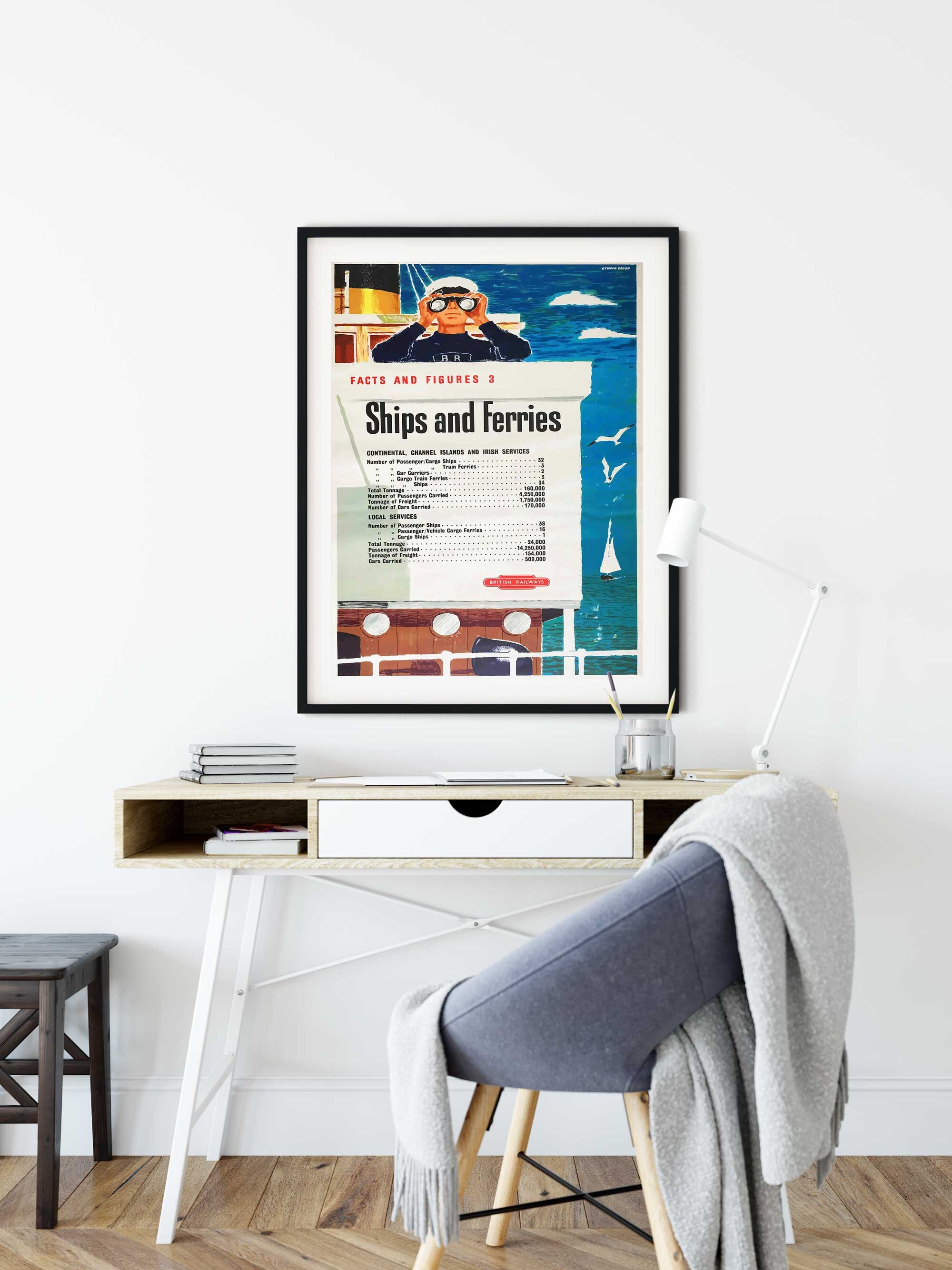 Ships and Ferries Travel Poster, Vintage Art Print, Sea Wall Poster ...