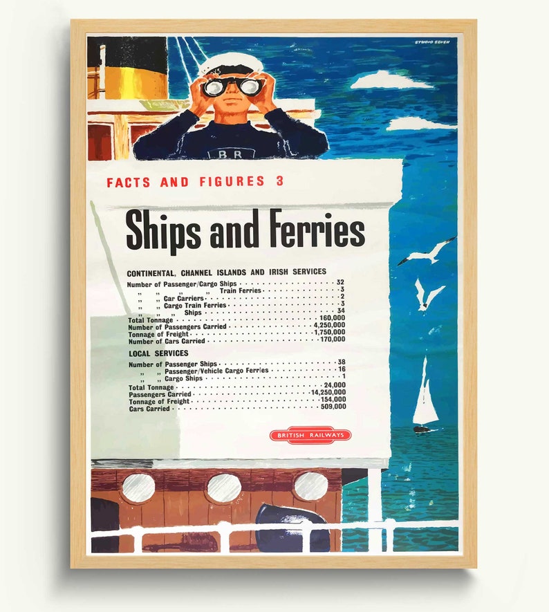 Ships and Ferries Travel Poster, Vintage Art Print, Sea Wall Poster ...