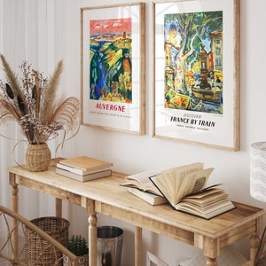 Vintage French Travel Poster Print, Eclectic France Wall Art for Boho ...