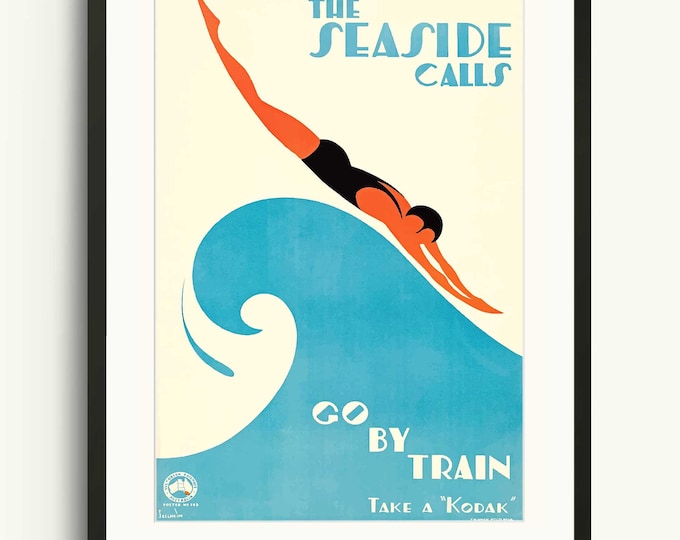 The Seaside Calls Australia 1930 Travel Original Vintage Poster ...