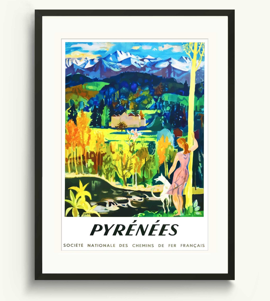 France Pyrenees Travel Poster, Mountain Wall Art, Nature Print Poster ...