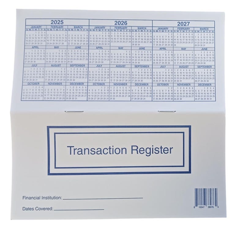 10 Checkbook Transaction Registers 2025 2026 2027 Calendar Check Book ...