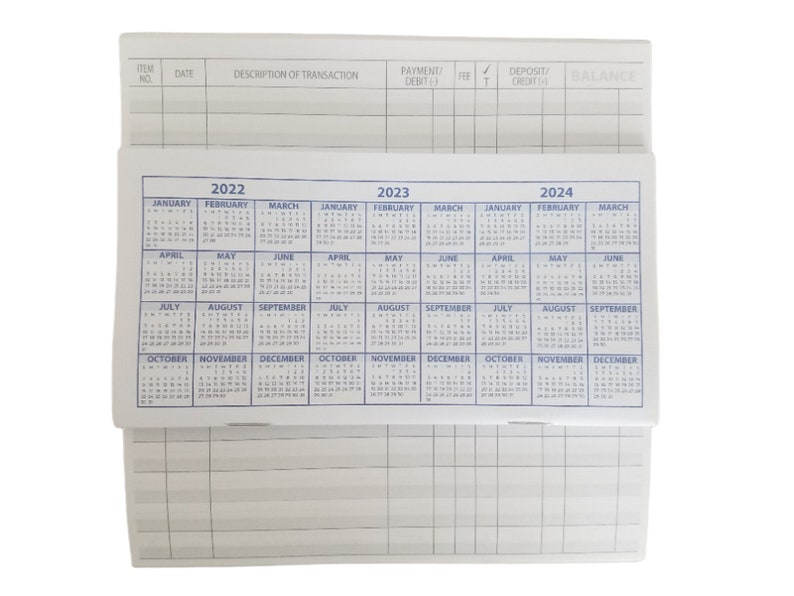 5-checkbook Transaction Registers 2022 2023 2024 Calendar Check Book ...
