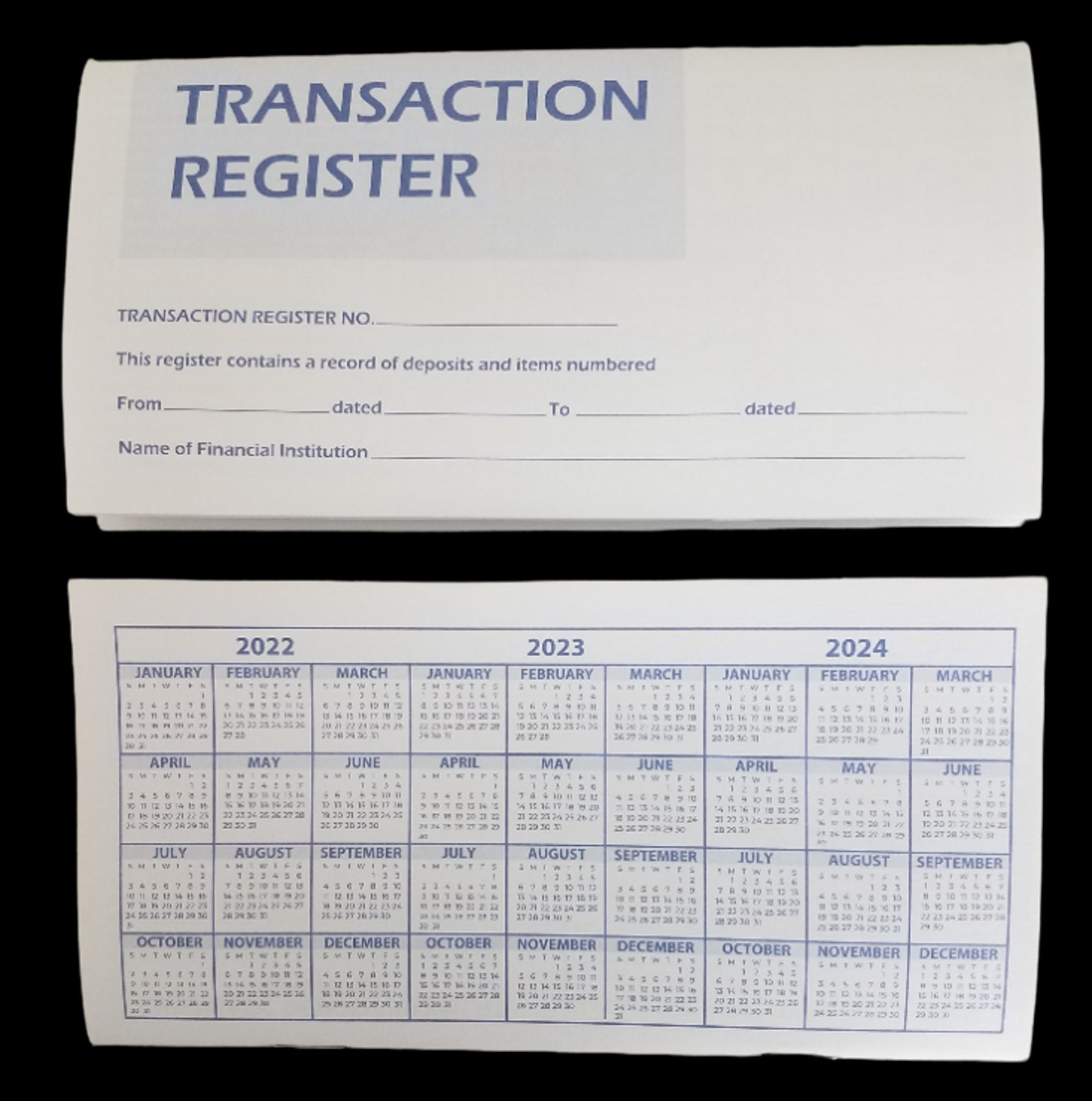 5-checkbook Transaction Registers 2022 2023 2024 Calendar Check Book ...