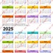 2024-2025 Colorful Calendar Printable, Yearly Calendar, 12-months ...