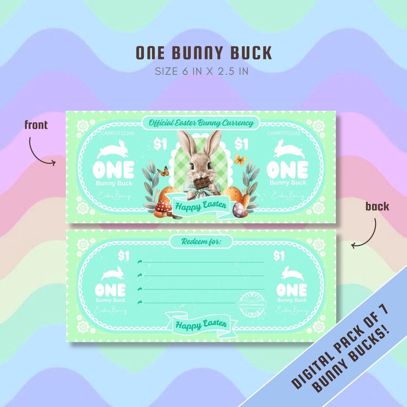 Printable Easter Bunny Bucks: Egg Hunt Money (digital Download) - Etsy
