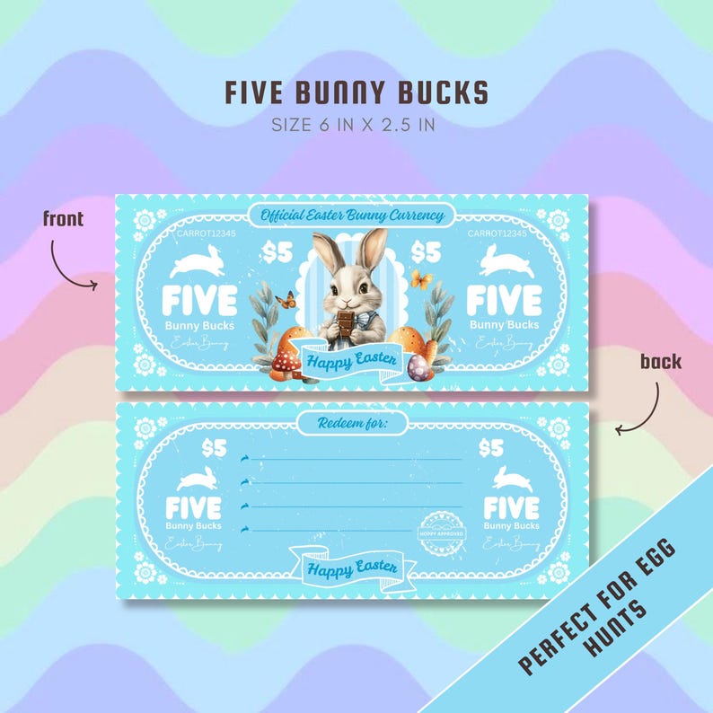 Printable Easter Bunny Bucks: Egg Hunt Money (digital Download) - Etsy
