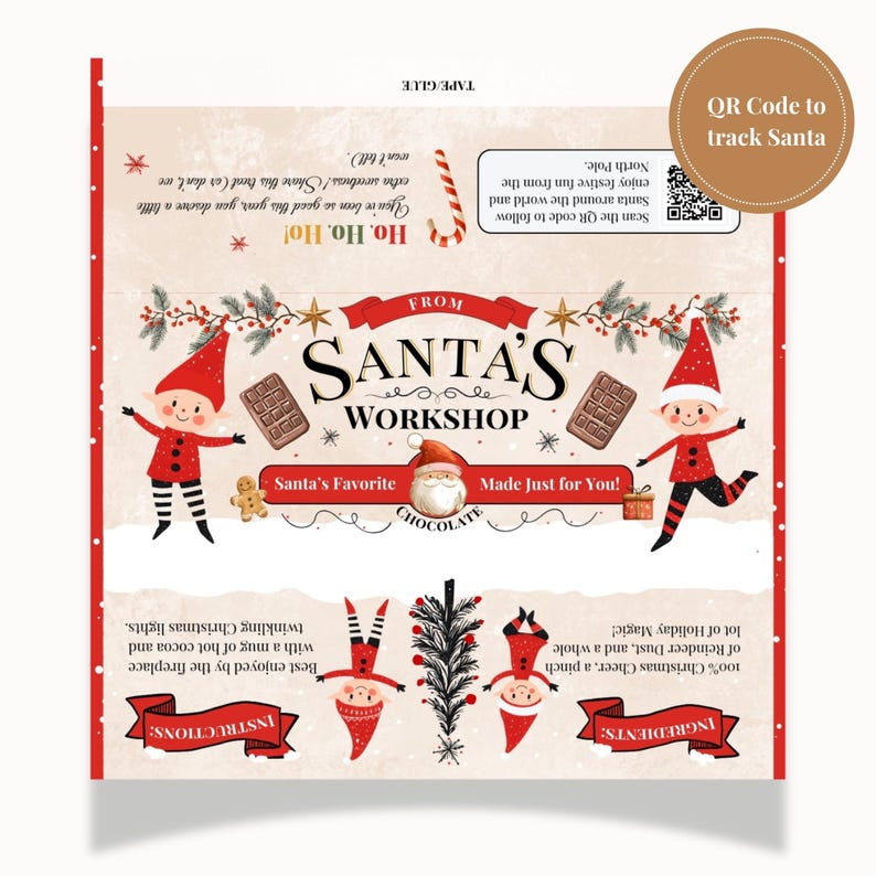 Christmas Elf Chocolate Wrapper Template: Hershey Bar Printable (PDF ...