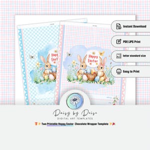 Happy Easter Chocolate Bar Wrapper | Printable Bunny Treat, DIY Easter Gift, Instant Download ...