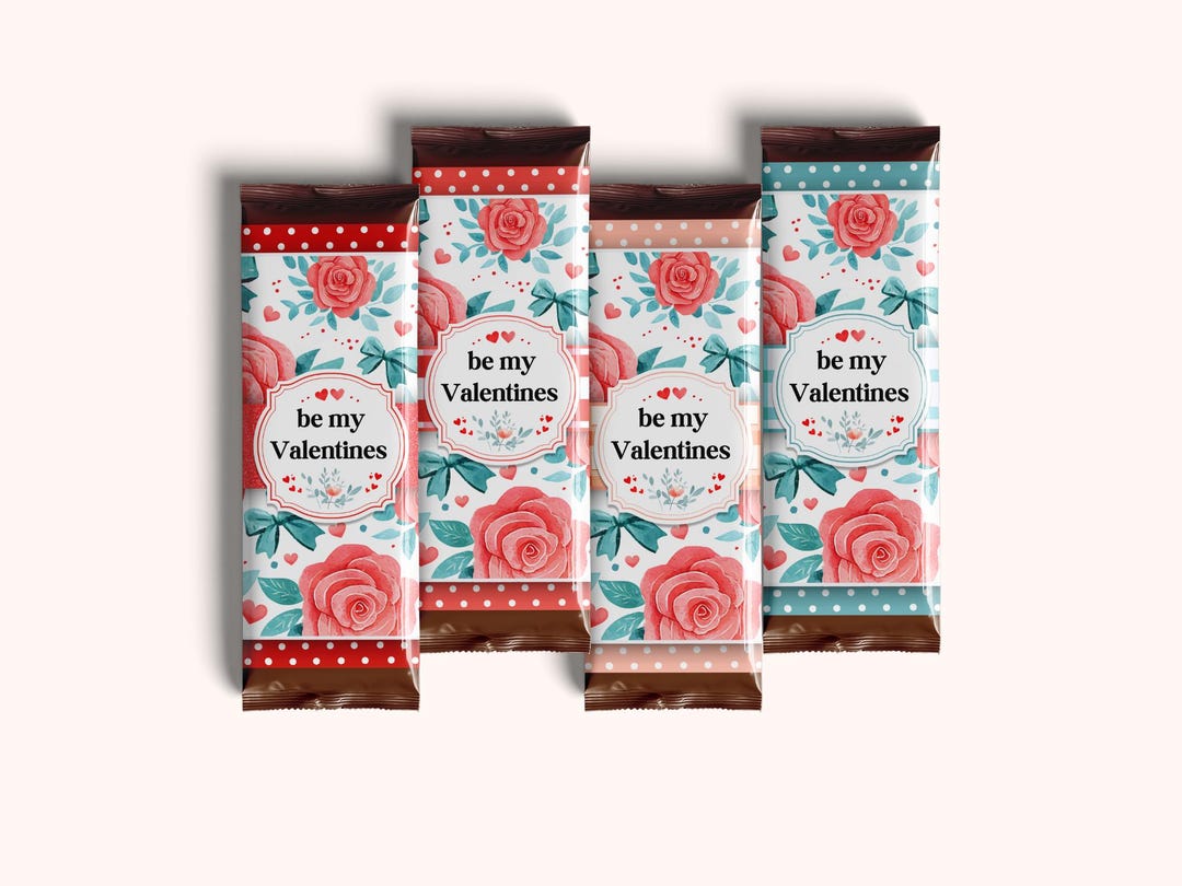 Valentine's Day Chocolate Bar Wrappers: 4 Floral Roses Wrapper Sizes ...
