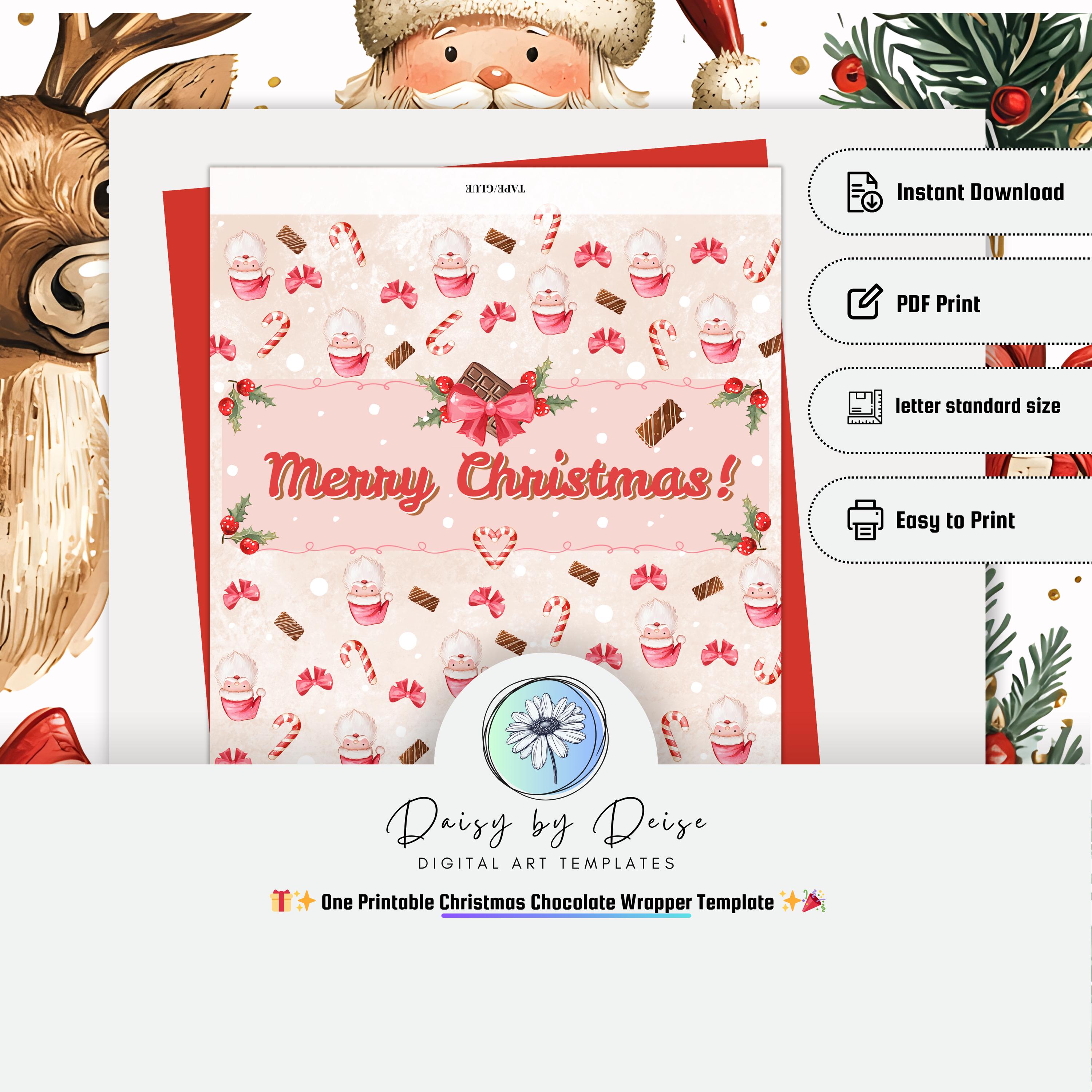 Christmas Hershey Bar Wrapper Template: Elegant Candy Bar Printable ...