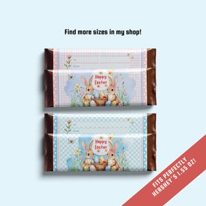 Happy Easter Chocolate Bar Wrapper | Printable Bunny Treat, DIY Easter Gift, Instant Download ...