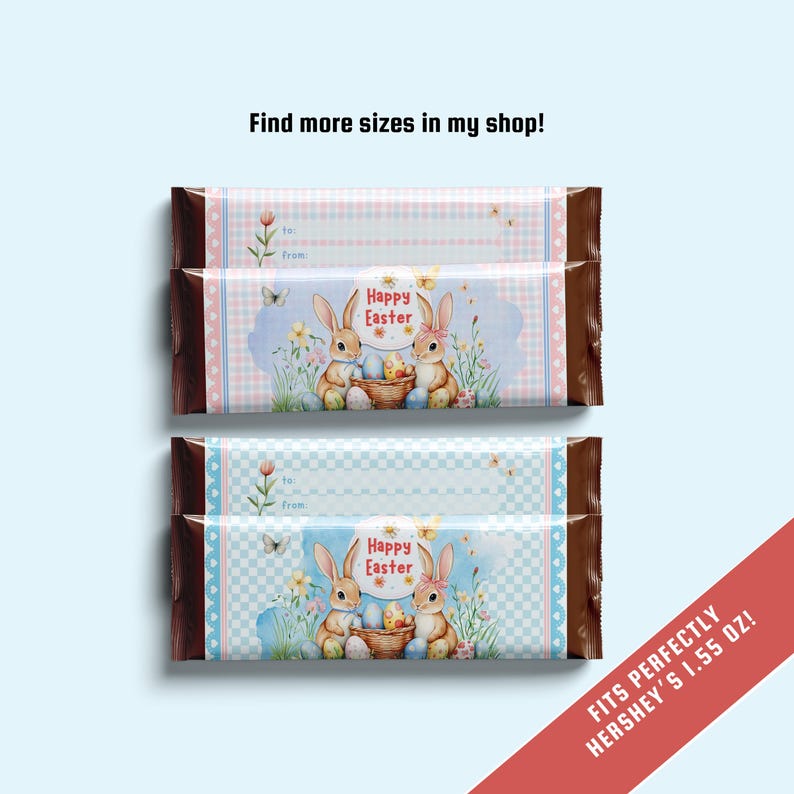 Happy Easter Chocolate Bar Wrapper | Printable Bunny Treat, DIY Easter ...