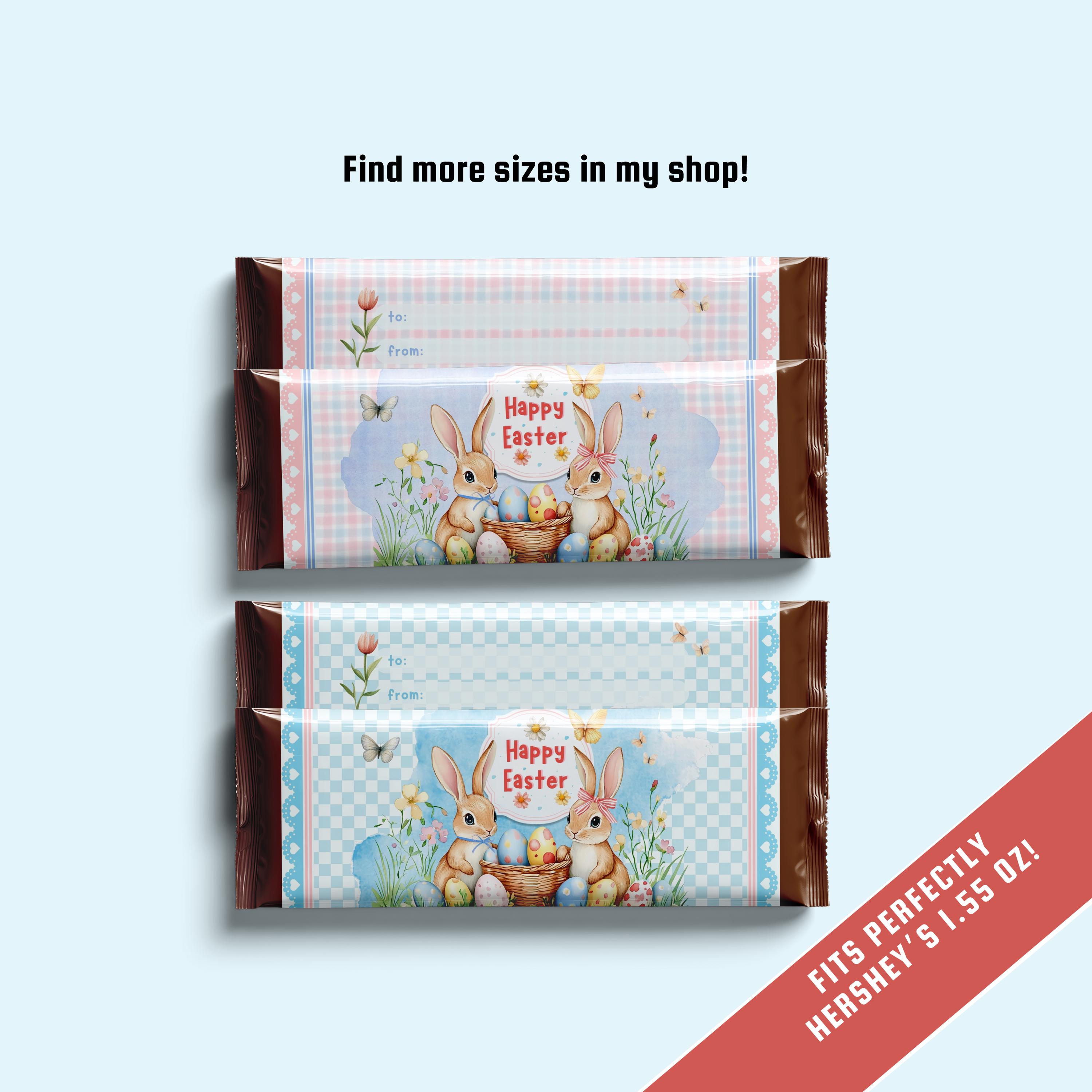 Happy Easter Chocolate Bar Wrapper | Printable Bunny Treat, DIY Easter ...