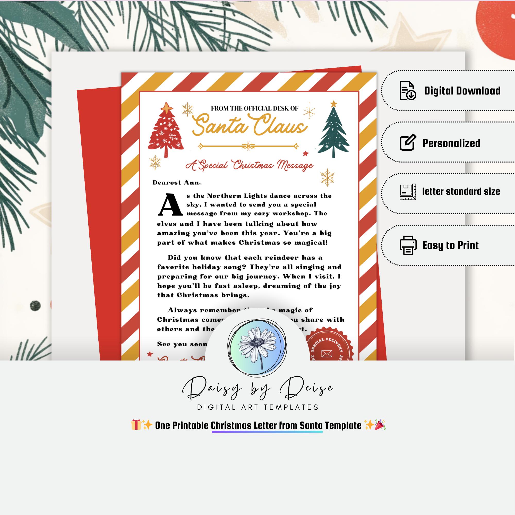 Personalized Santa Letter: Special Christmas Message (PDF) - Etsy