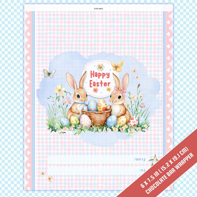 Happy Easter Chocolate Bar Wrapper | Printable Bunny Treat, DIY Easter Gift, Instant Download ...