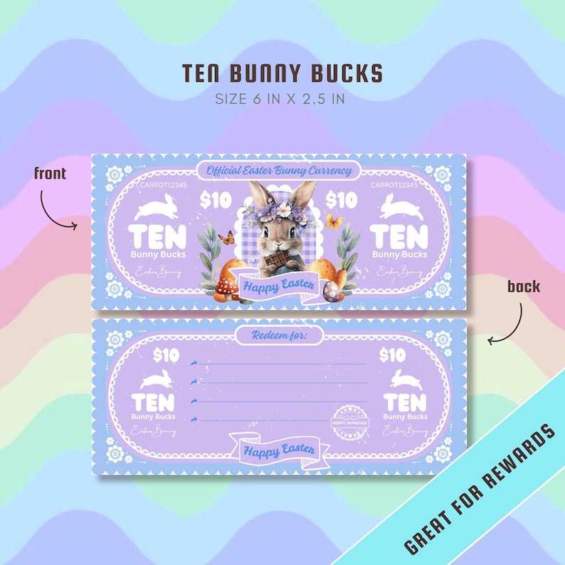 Printable Easter Bunny Bucks: Egg Hunt Money (digital Download) - Etsy