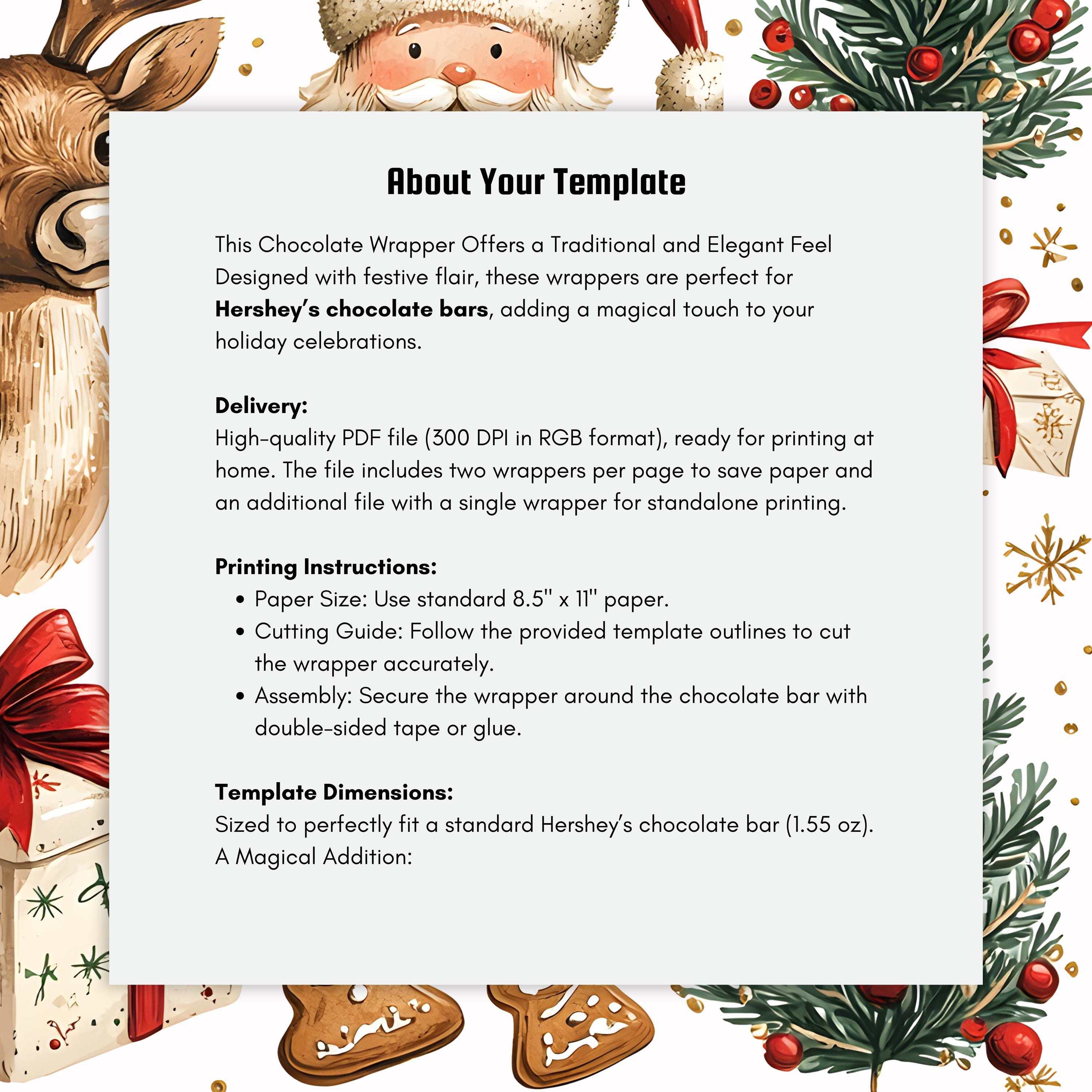 Christmas Chocolate Bar Wrapper Template: Santa Sleigh Design (instant ...