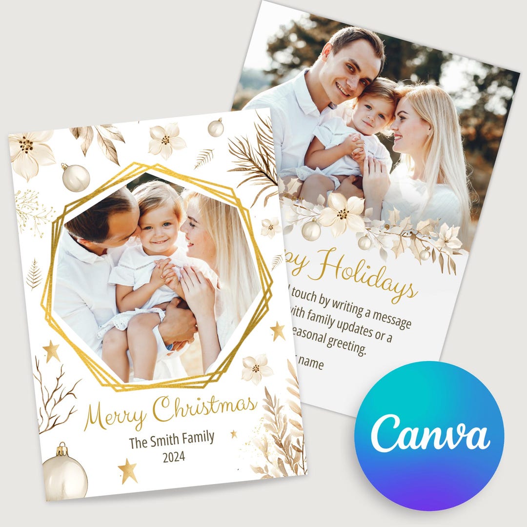 Christmas Card Canva Template Editable Holiday Card Elegant Christmas ...