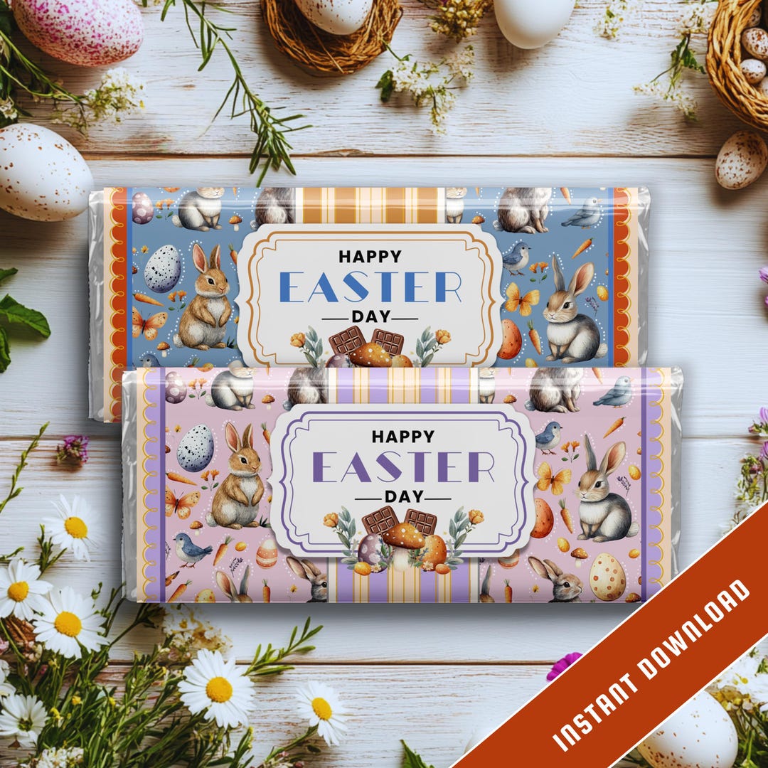 Vintage Easter Chocolate Bar Wrapper: Printable Candy Wrap (digital ...