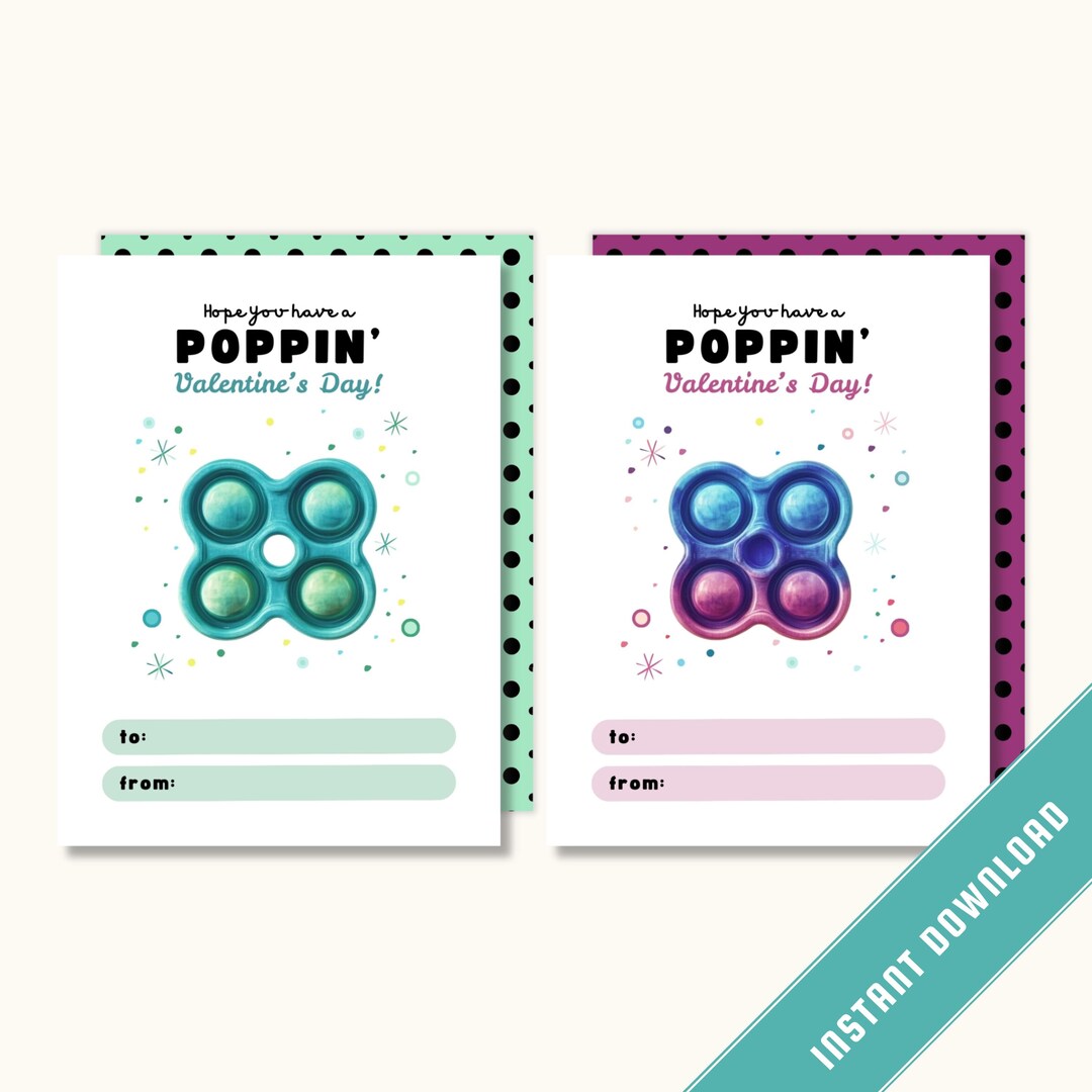 Pop-it Valentine’s Day Card | Poppin' Tag | Classroom Valentine's Card ...