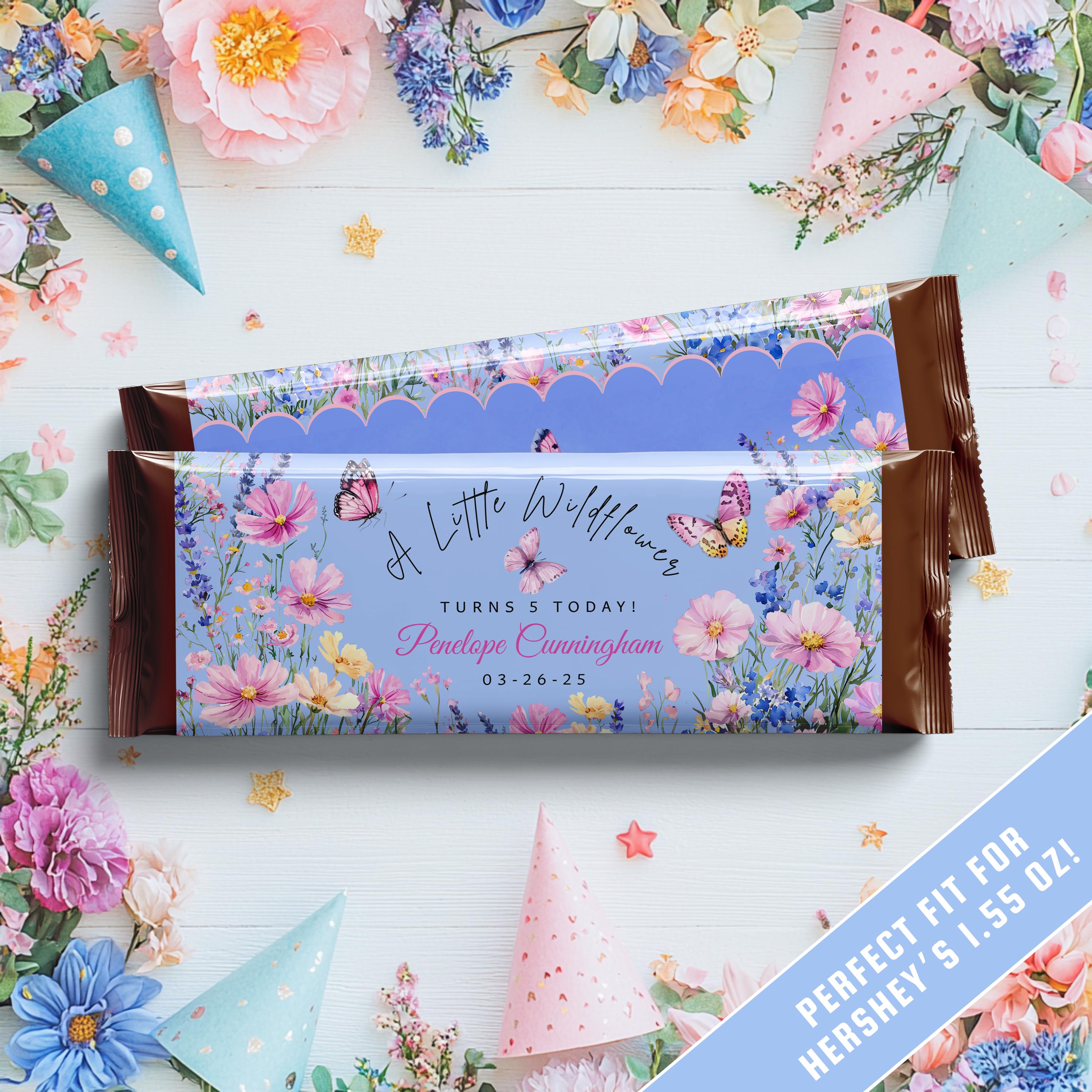 Editable Wildflower Candy Bar Wrapper | Girl Birthday Party Favor ...