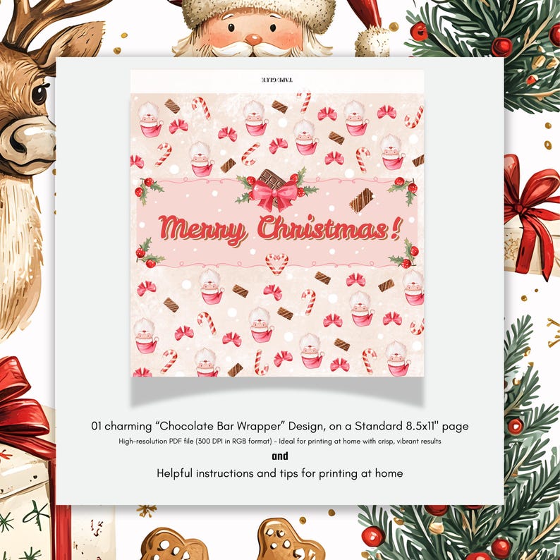 Christmas Hershey Bar Wrapper Template: Elegant Candy Bar Printable ...