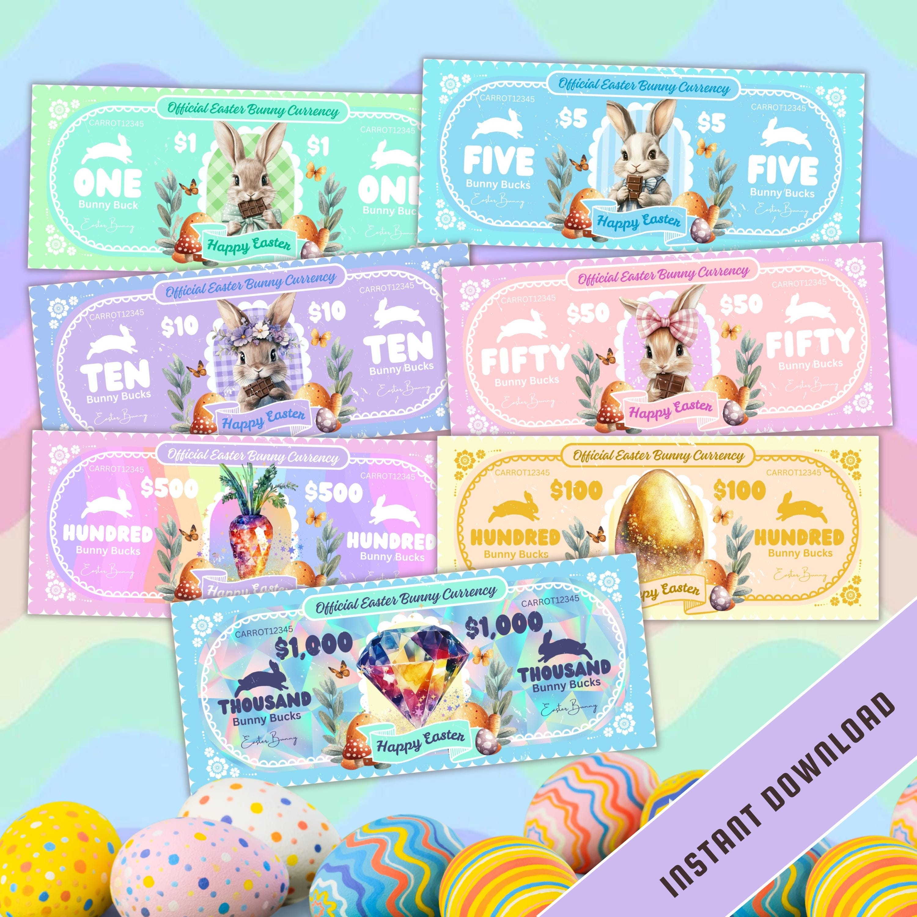 Printable Easter Bunny Bucks: Egg Hunt Money (digital Download) - Etsy