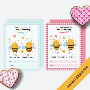 Bee Valentine’s Day Cards for Kids - Classroom Valentines, Gift Tags ...