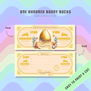 Printable Easter Bunny Bucks: Egg Hunt Money (digital Download) - Etsy