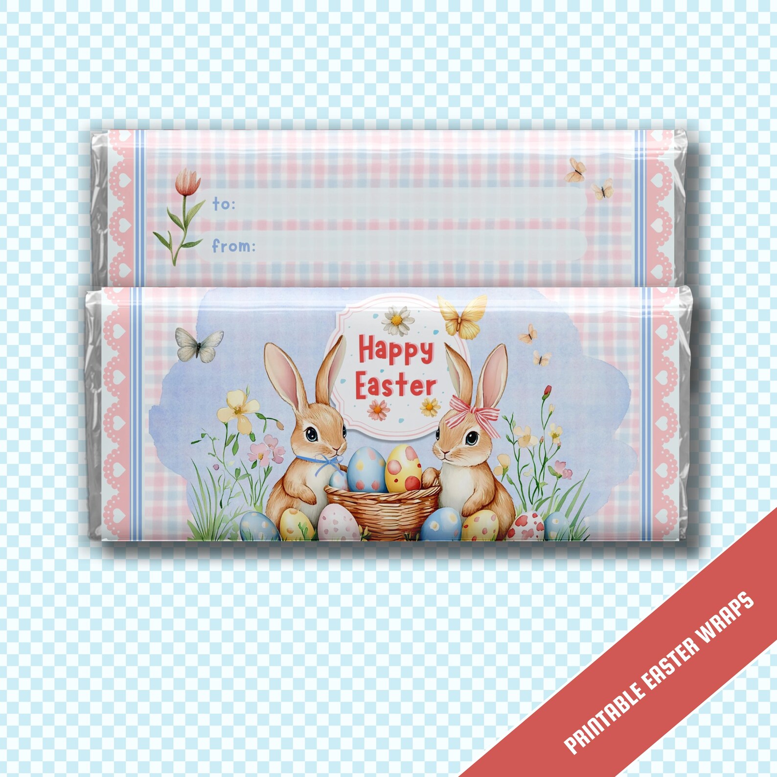 Happy Easter Chocolate Bar Wrapper | Printable Bunny Treat, DIY Easter ...