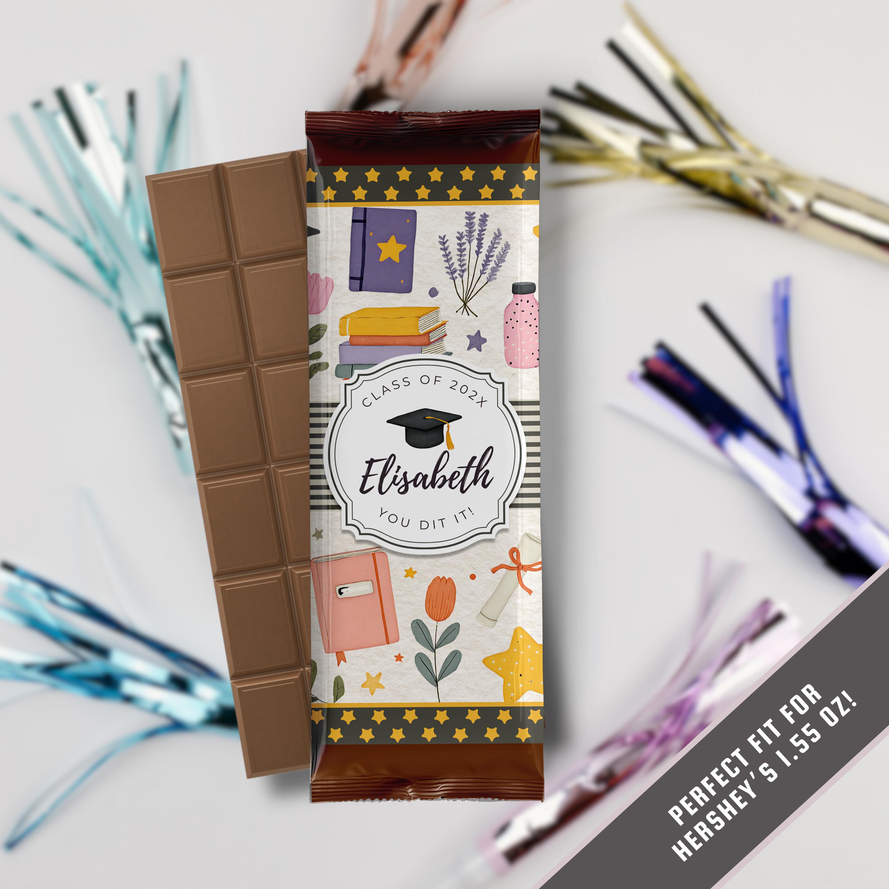 Graduation Chocolate Bar Wrapper | Editable Text Favor Template ...