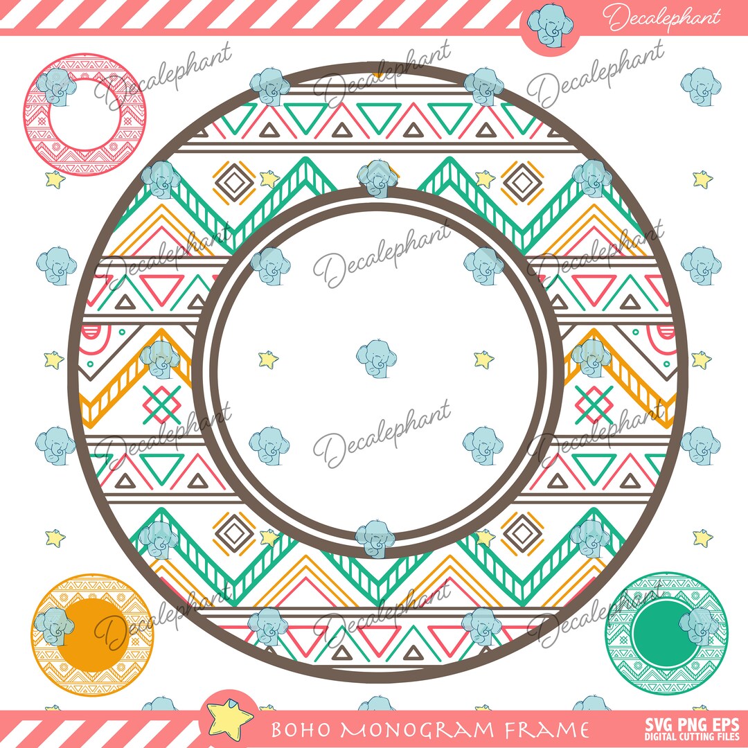 Boho Monogram Frame / Aztec Monogram SVG, PNG, EPS Monogram Decal ...