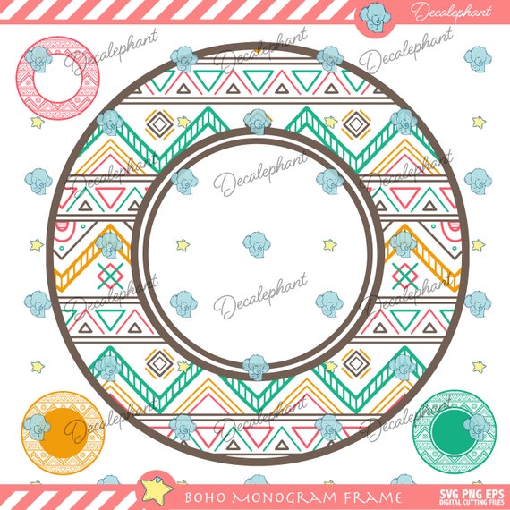 Boho Monogram Frame / Aztec Monogram SVG PNG EPS | Etsy