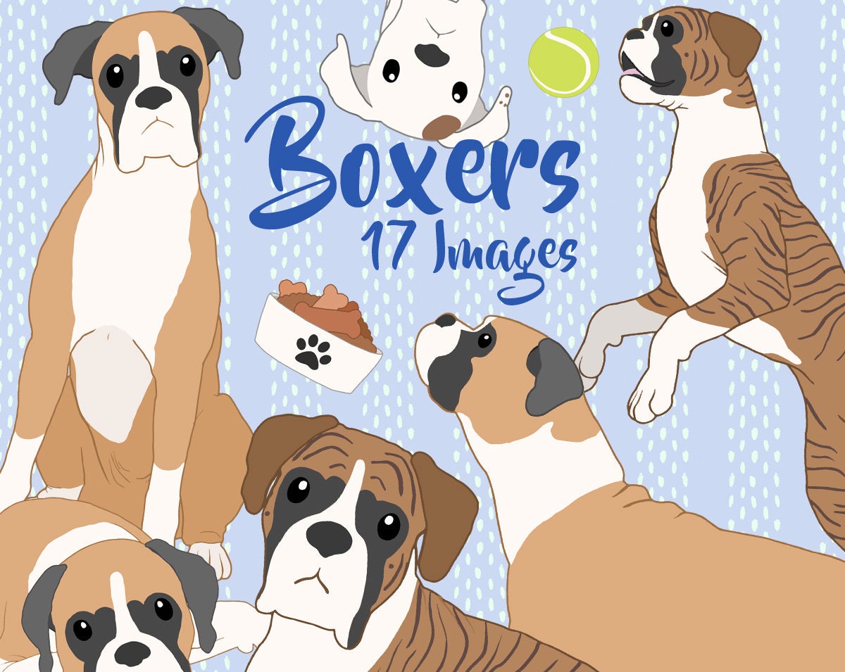 Boxer Dog Clipart, SVG PNG EPS Vector Clip Art, Commercial Use, Instant ...