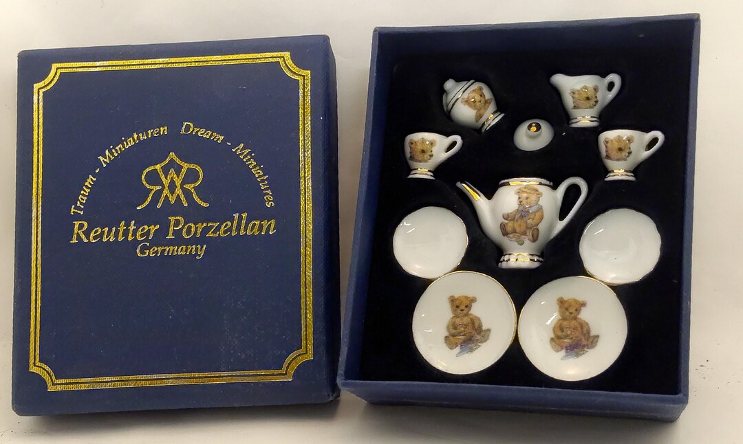 Miniature Porcelain Tea Set 1:12 Reutter Porzellan Germany Teddy Bear ...