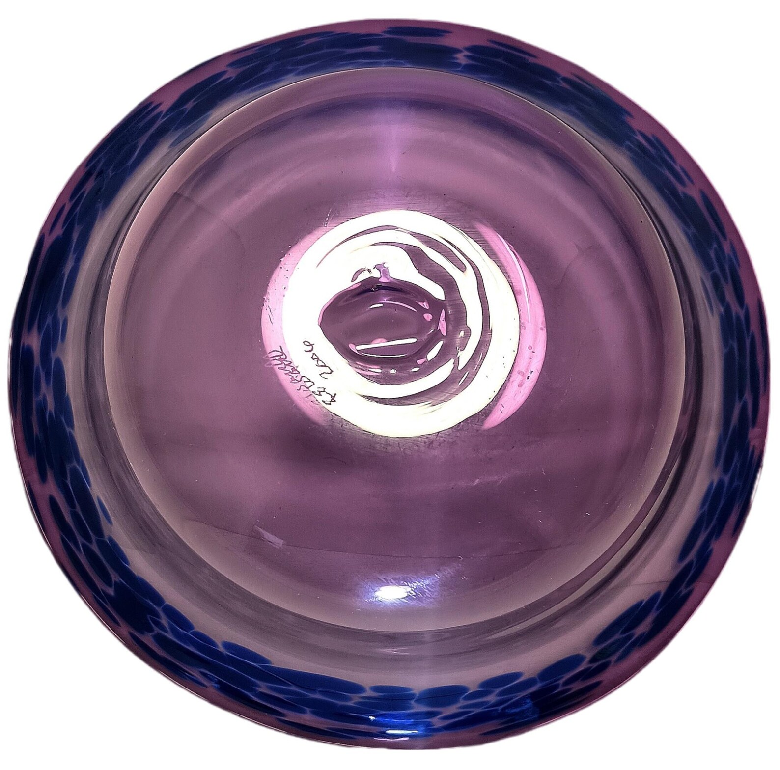 Hand Blown Art Glass Bowl: Purple & Cobalt Blue Centerpiece, Signed - Etsy
