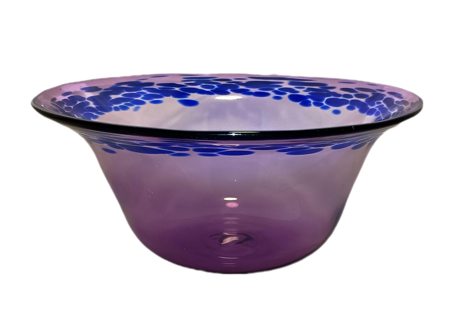 Hand Blown Art Glass Bowl: Purple & Cobalt Blue Centerpiece, Signed - Etsy