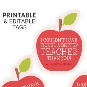 Teacher Appreciation Tags. Apple Gift Tags for Teachers. I Couldn't ...