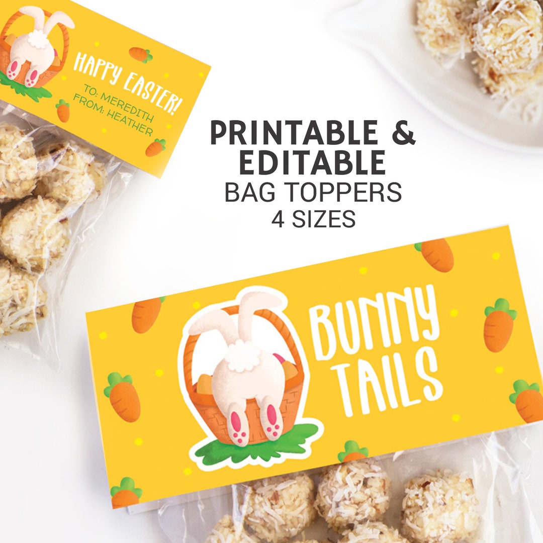 Bunny Tails Bag Topper. Printable Easter Bunny Bag Toppers. Easter Bag ...