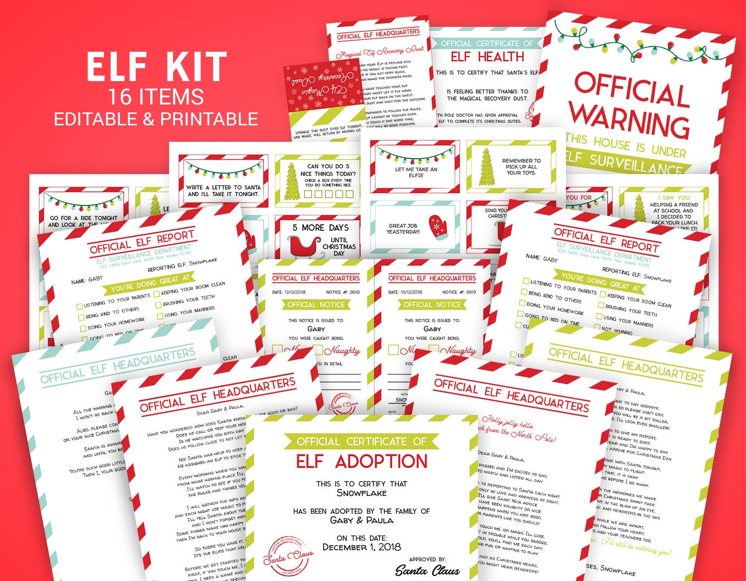 Editable Elf Kit. Printable Elf Package. Welcome & Goodbye | Etsy