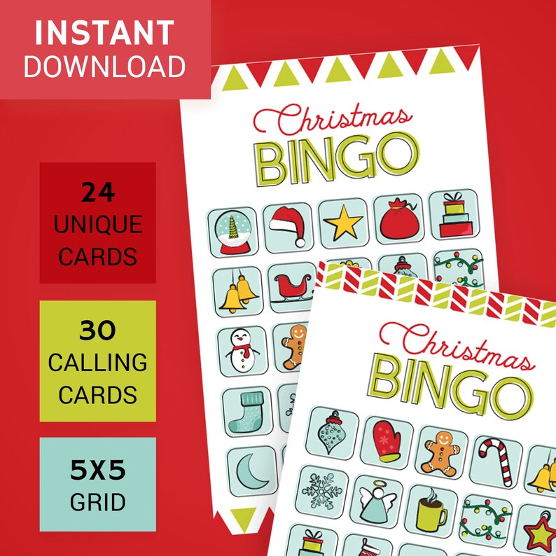 Christmas Bingo Printable 24 Christmas Bingo Cards. DIY - Etsy