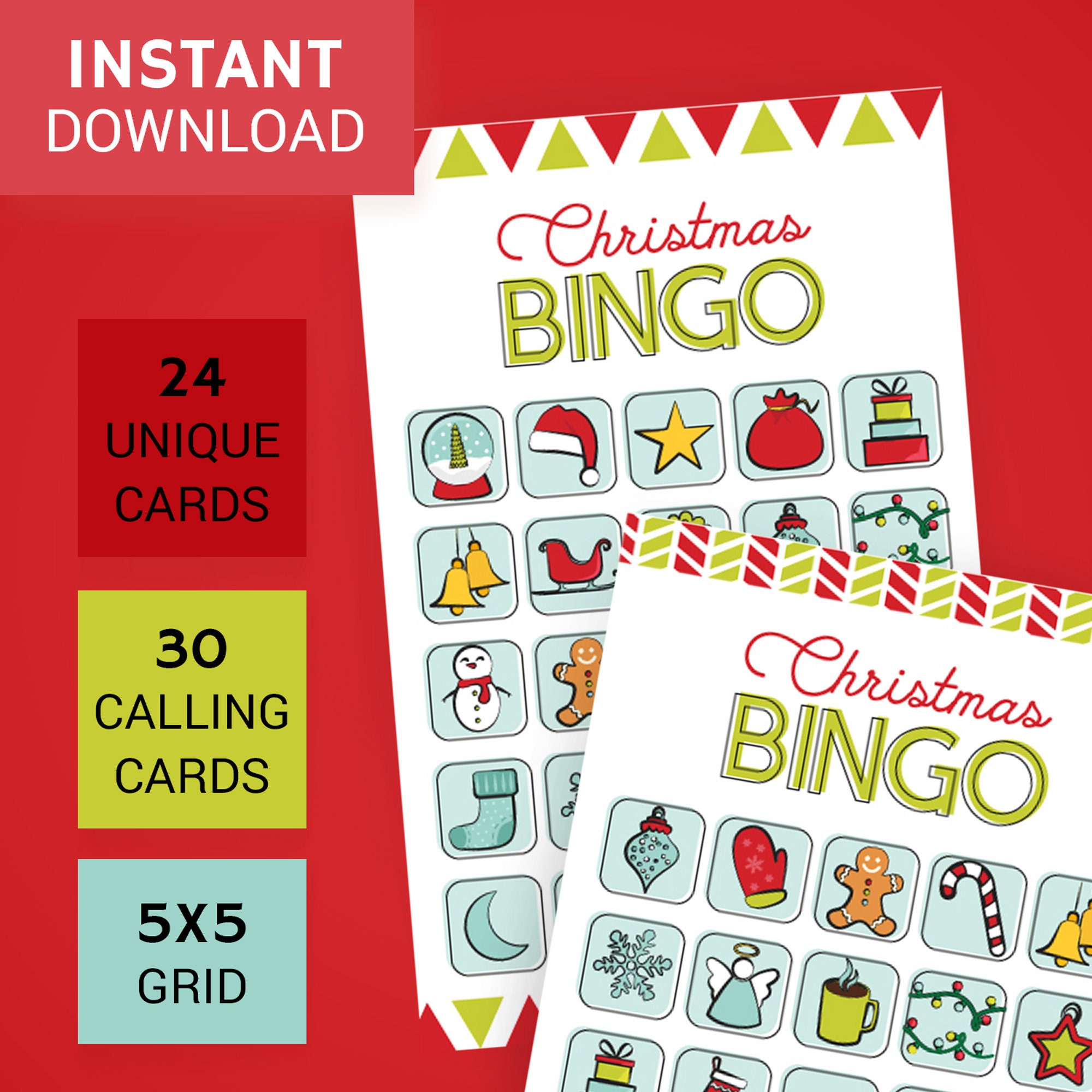 Christmas Bingo Printable 24 Christmas Bingo Cards. DIY - Etsy