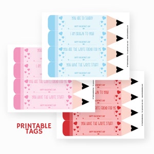 Valentine's Day Printable Pencil Cards | Etsy