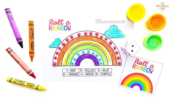Roll a Rainbow Printable Game for Kids | Etsy