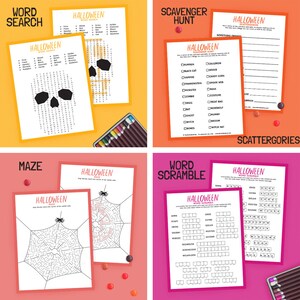 Halloween Party Games for Kids: Printable Crossword, Word Search, Word ...