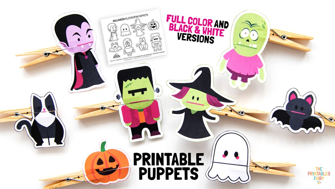 Halloween Clothespin Puppets Printable Templates - Etsy