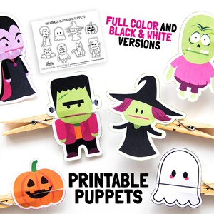 Halloween Clothespin Puppets Printable Templates - Etsy