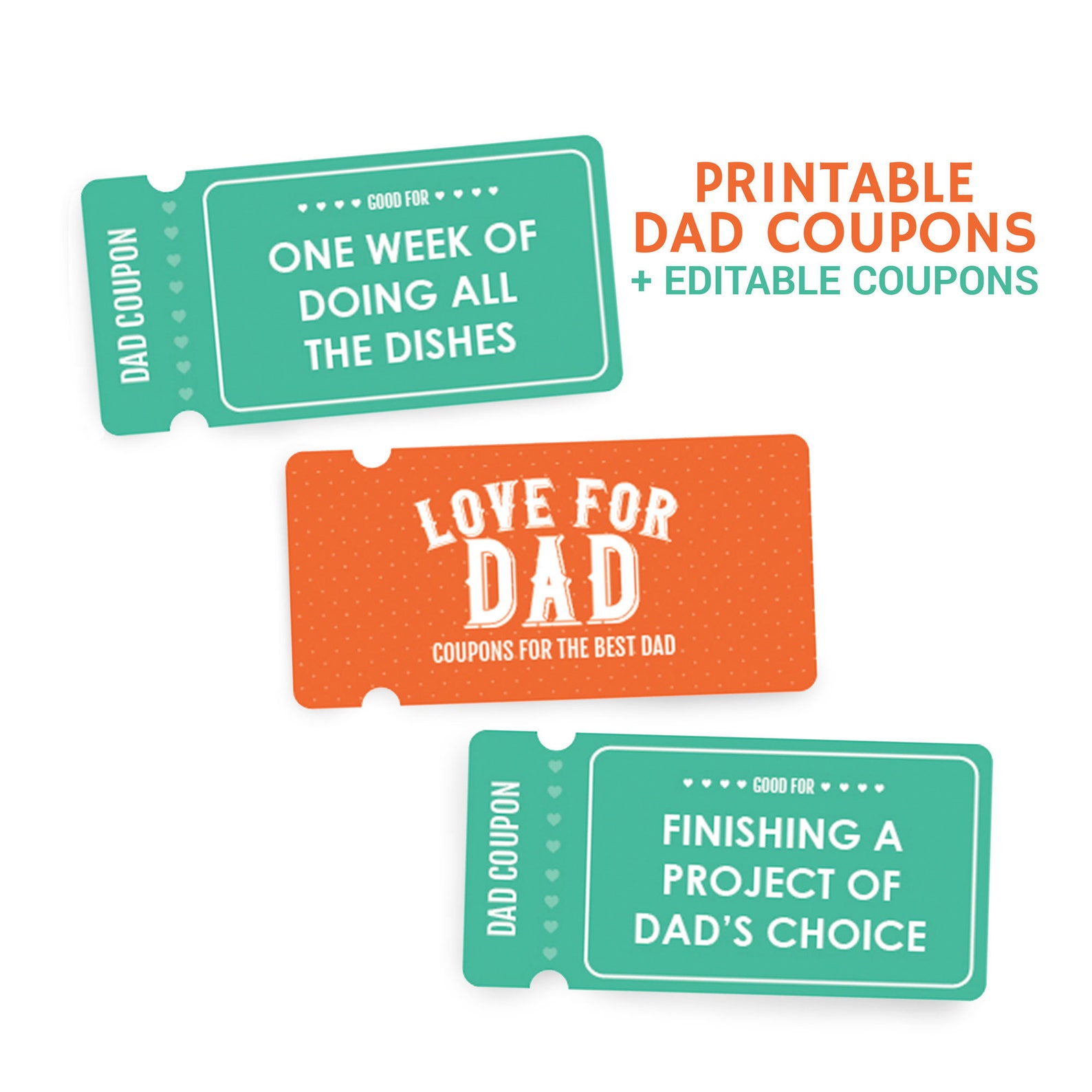 Printable Dad Coupons Father's Day Coupon Book - Etsy